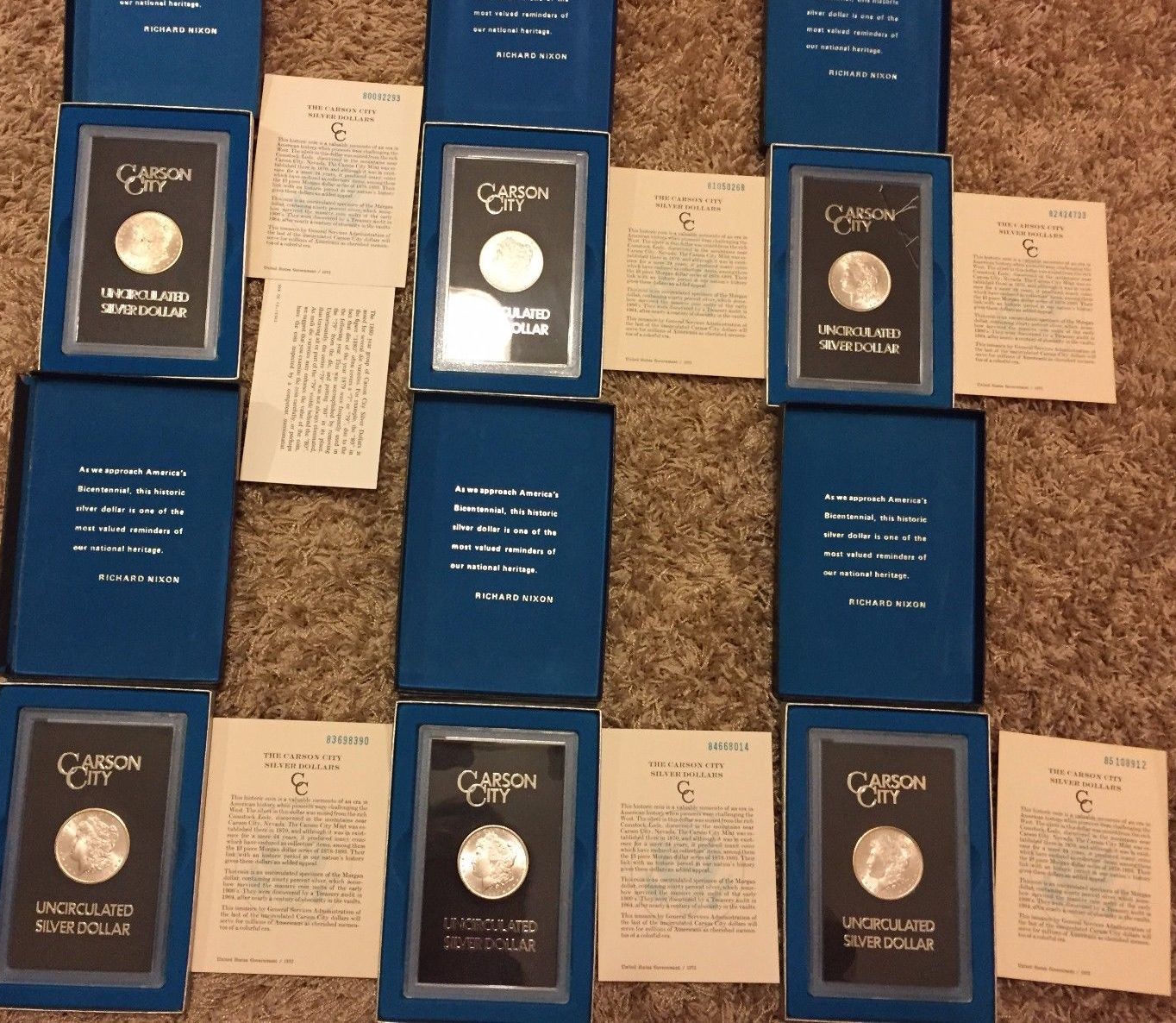 1880-1885 6 Coin Morgan Silver Dollar - CARSON CITY Set - GSA Box ...