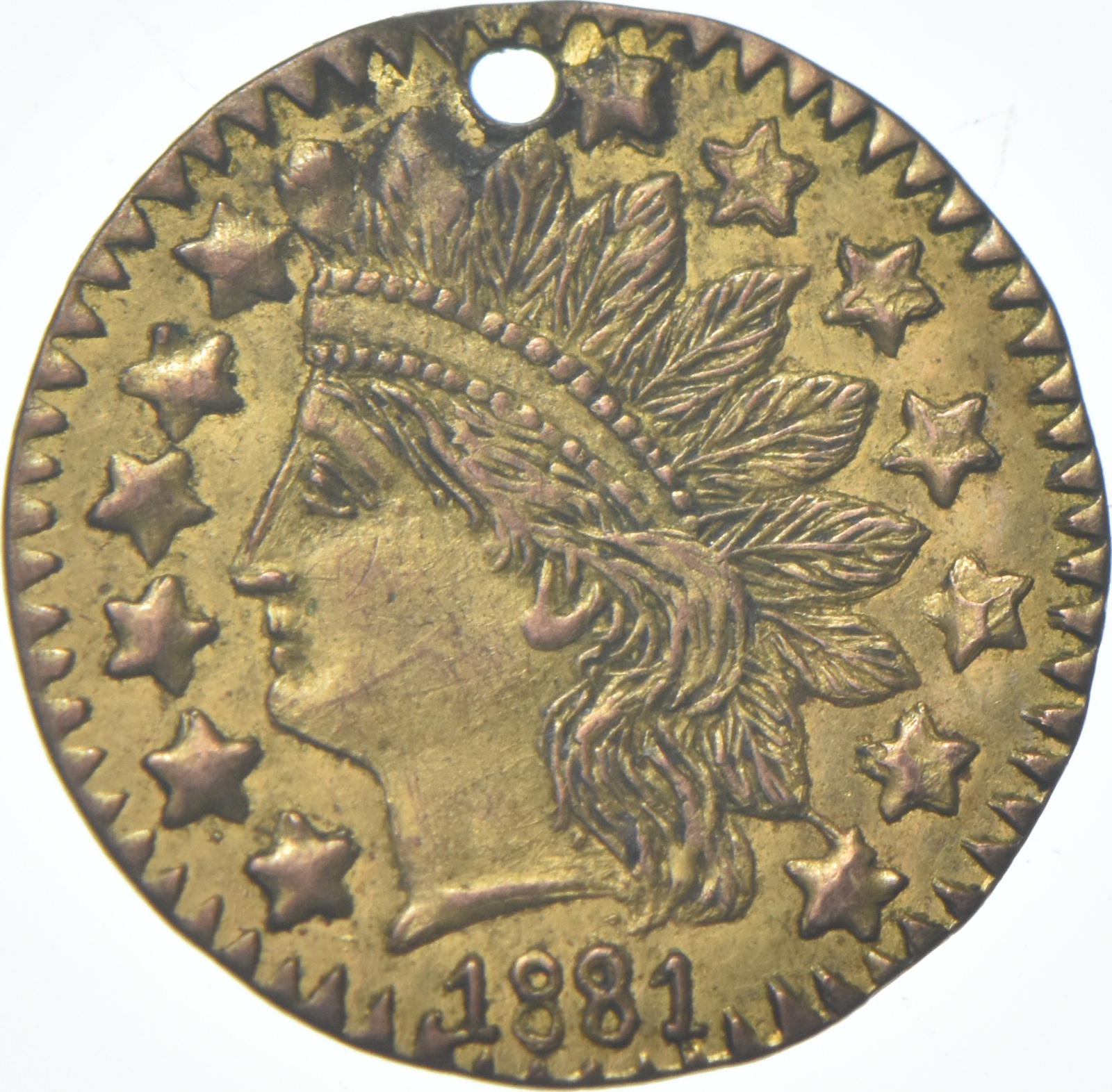1881 Indian Head California Gold Quarter Dollar Round | Property Room