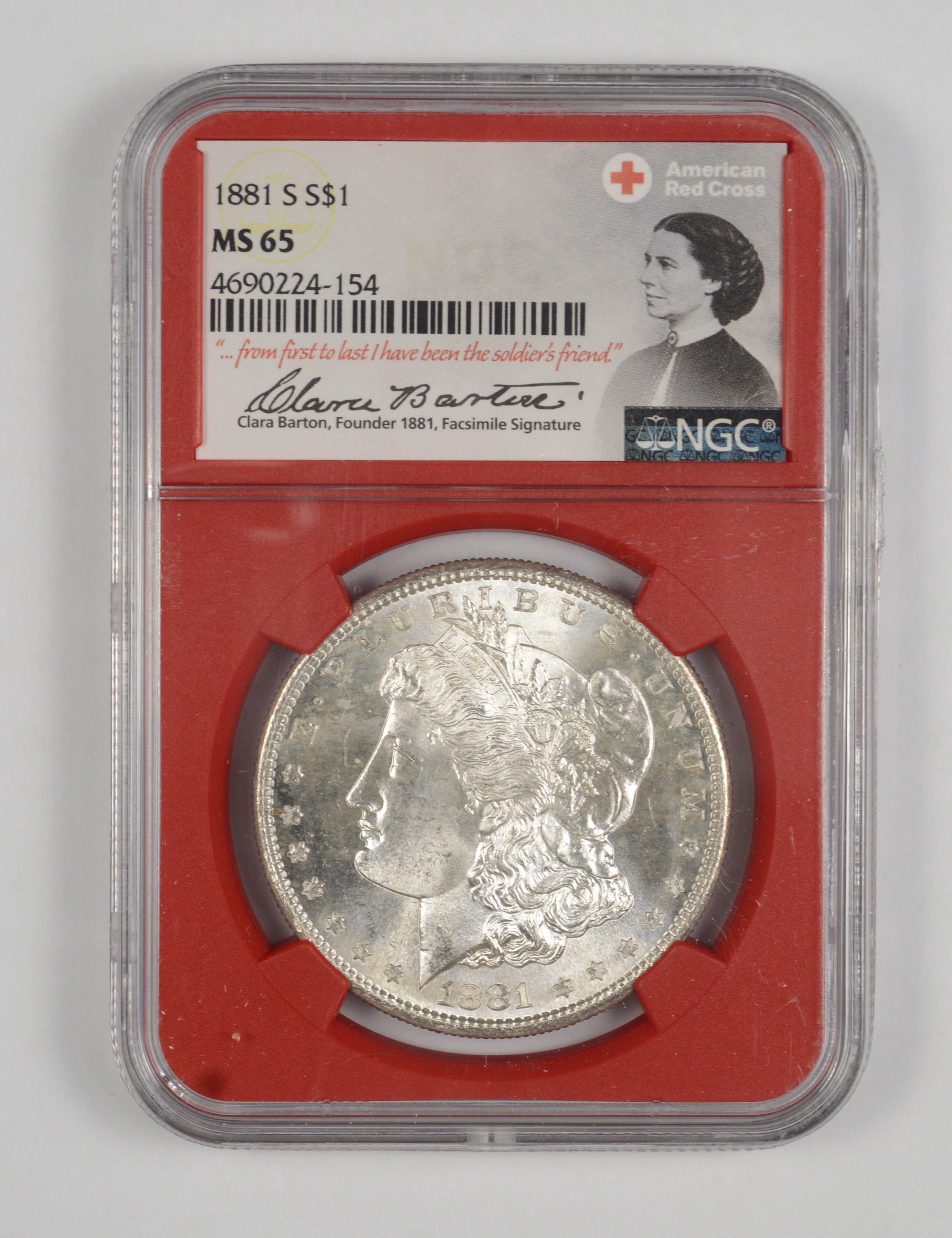 1881-S MS 65 Morgan Silver Dollar - NGC - Red Cross - RARE CLARA BARTON ...