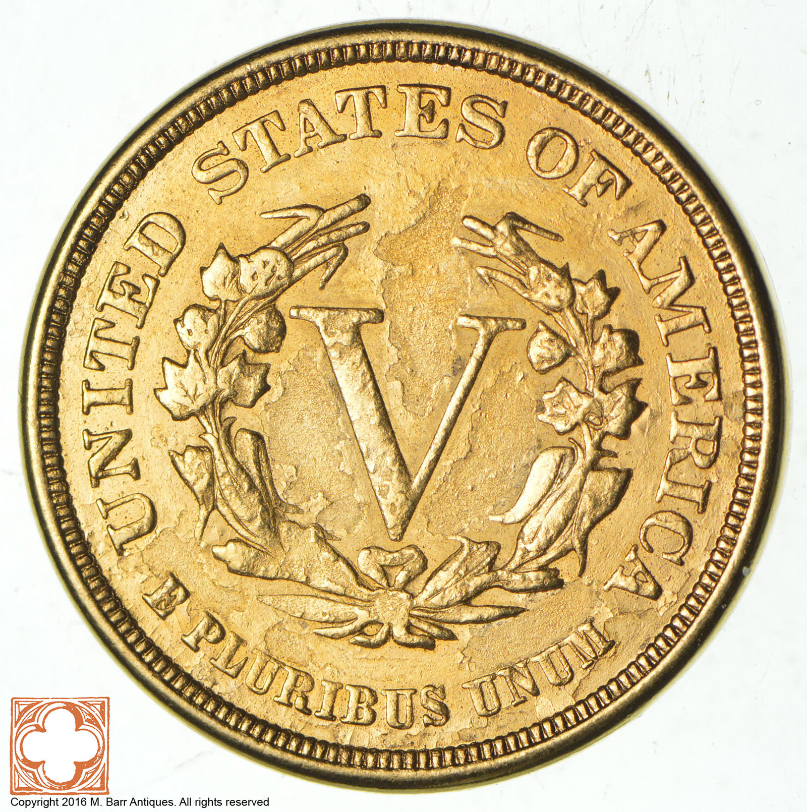 1883 24K Gold Plated 'Racketeer' Liberty V Nickel - Great History | Property Room