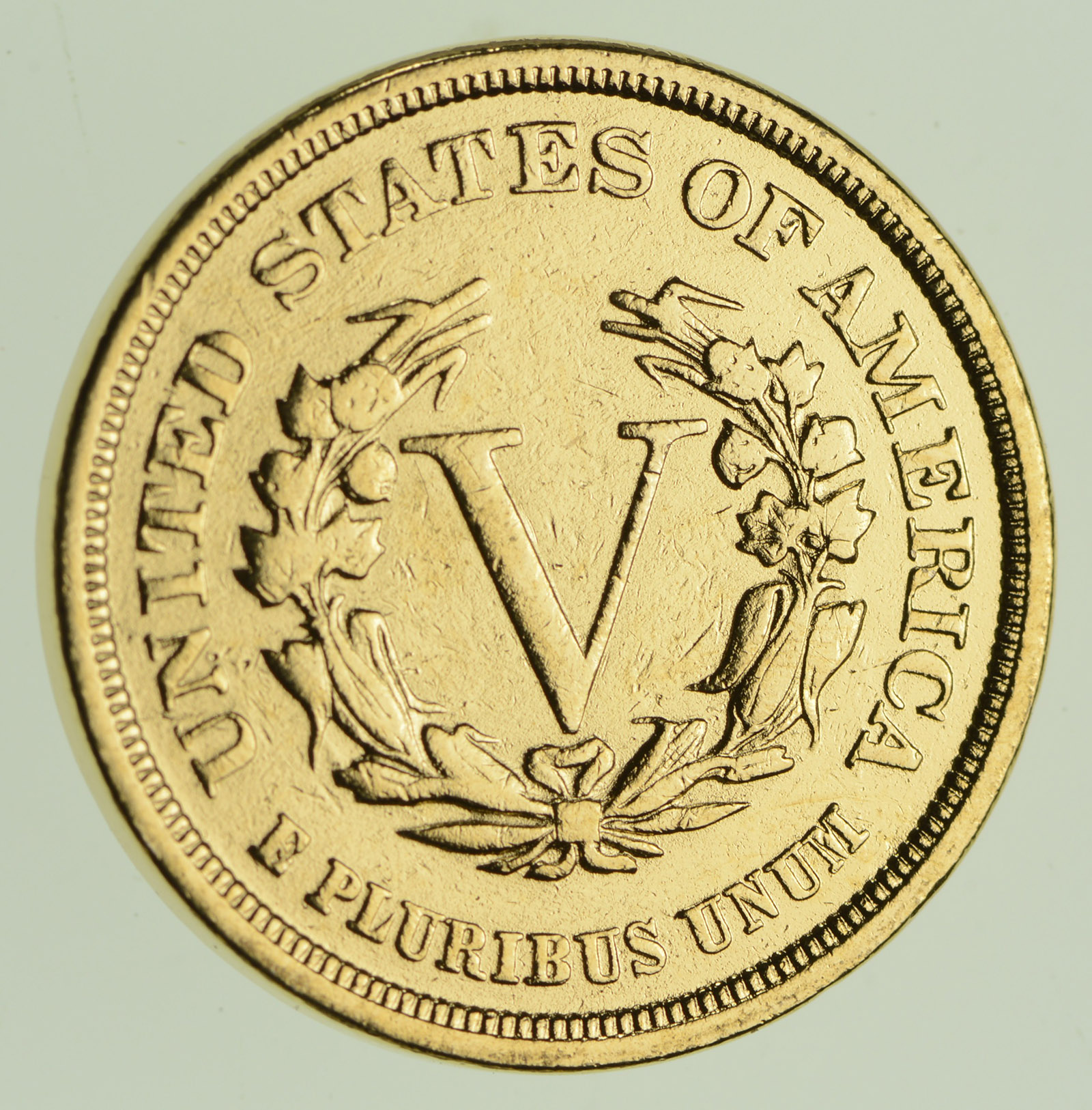 1883 24K Gold Plated 'Racketeer' Liberty V Nickel - Great History | Property Room