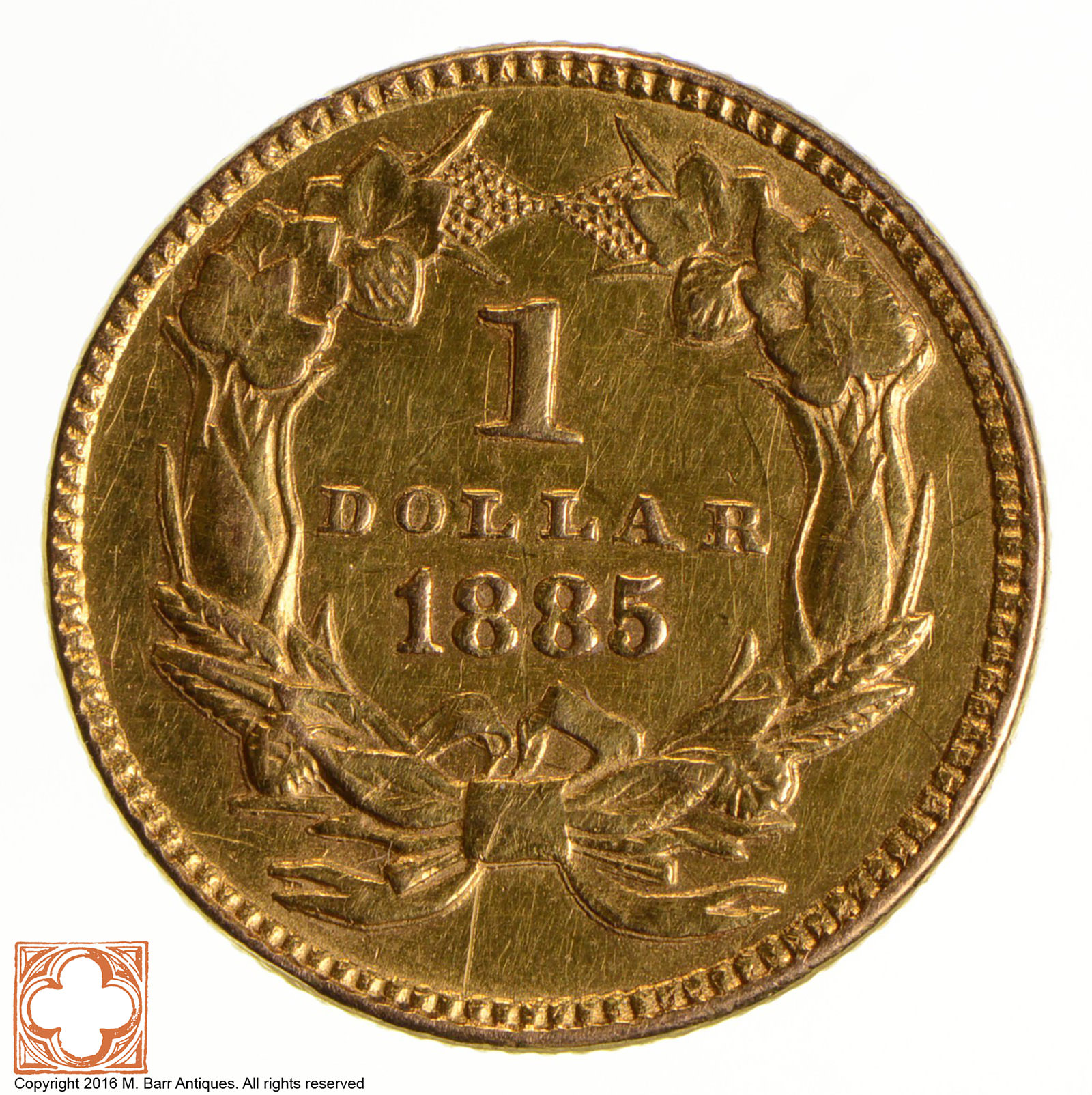 1885 Indian Princess Head Gold Dollar Button | Property Room