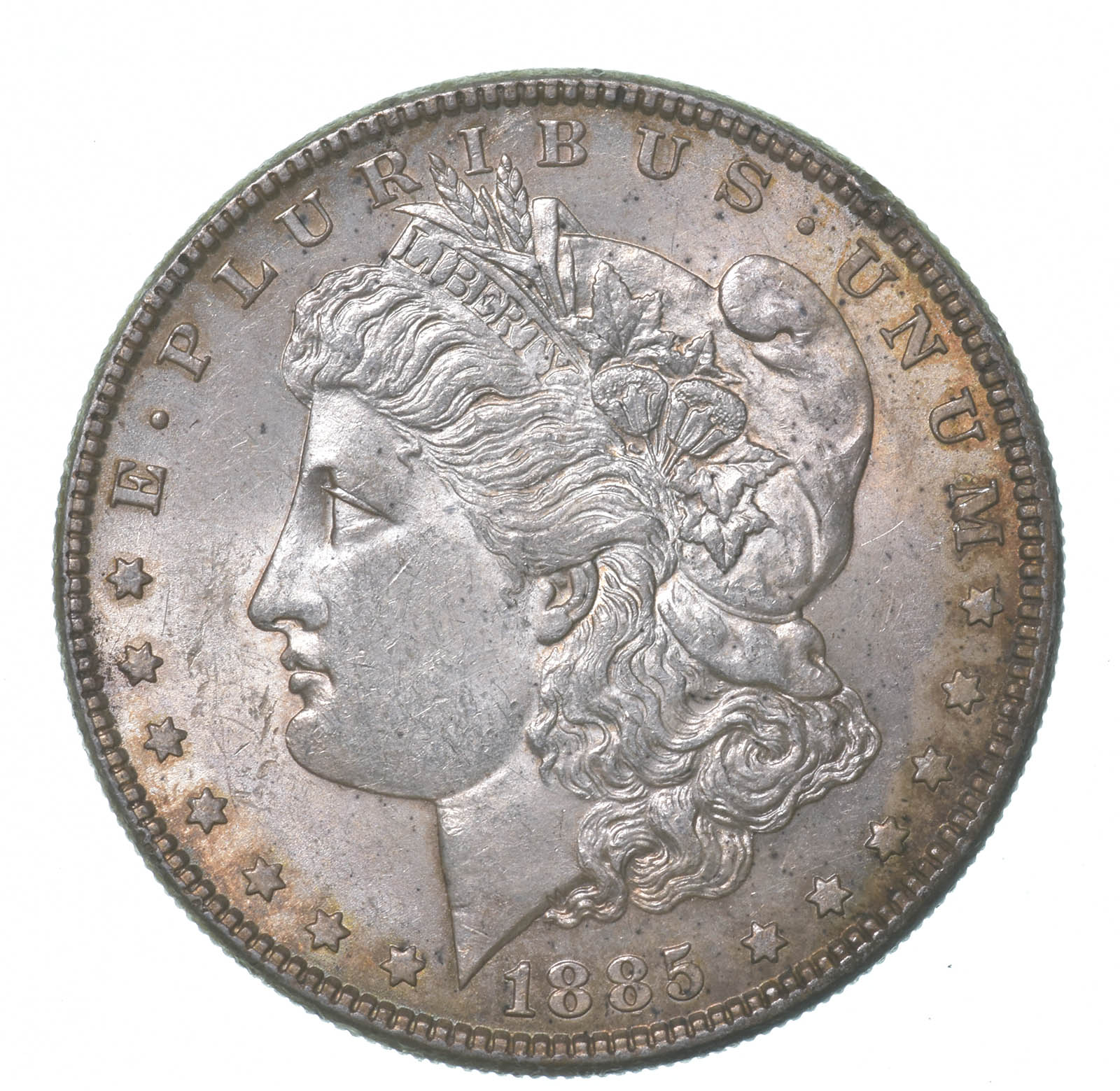1885 Morgan Silver Dollar Toned Great Rainbow Color! | Property Room