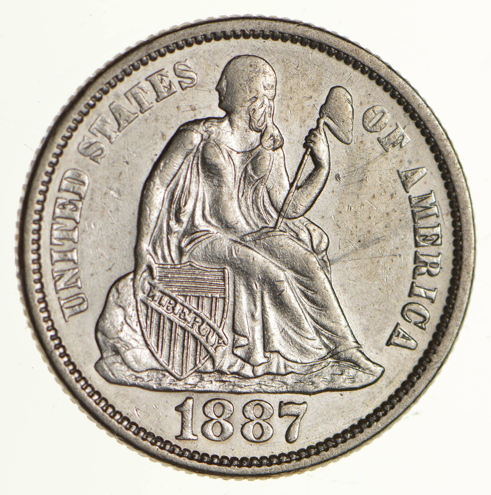 1887 Seated Liberty Silver Dime - Near Uncirculated | Property Room