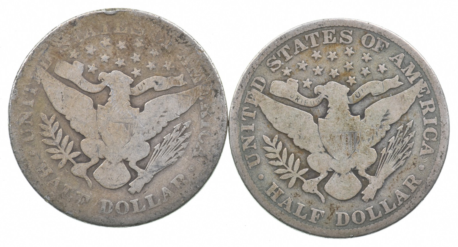 1892-1915 Lot 2 1901 1907 Barber 90% Half Dollars - Coin Collection ...