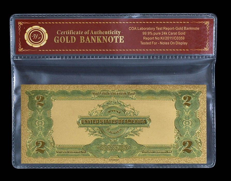 1899 Series $2 US Gold- Beautifully Displayed Replica Bank Note ...