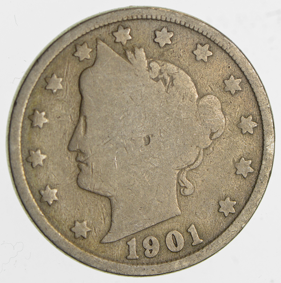1901 Liberty Head V Nickel - Circulated Condition - Over 110 Years Old ...