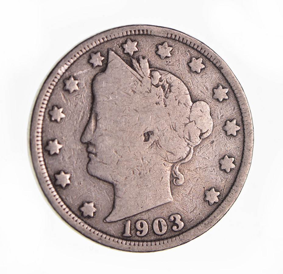 1903 Liberty Head V Nickel - Circulated Condition - Over 110 Years Old! | Property Room