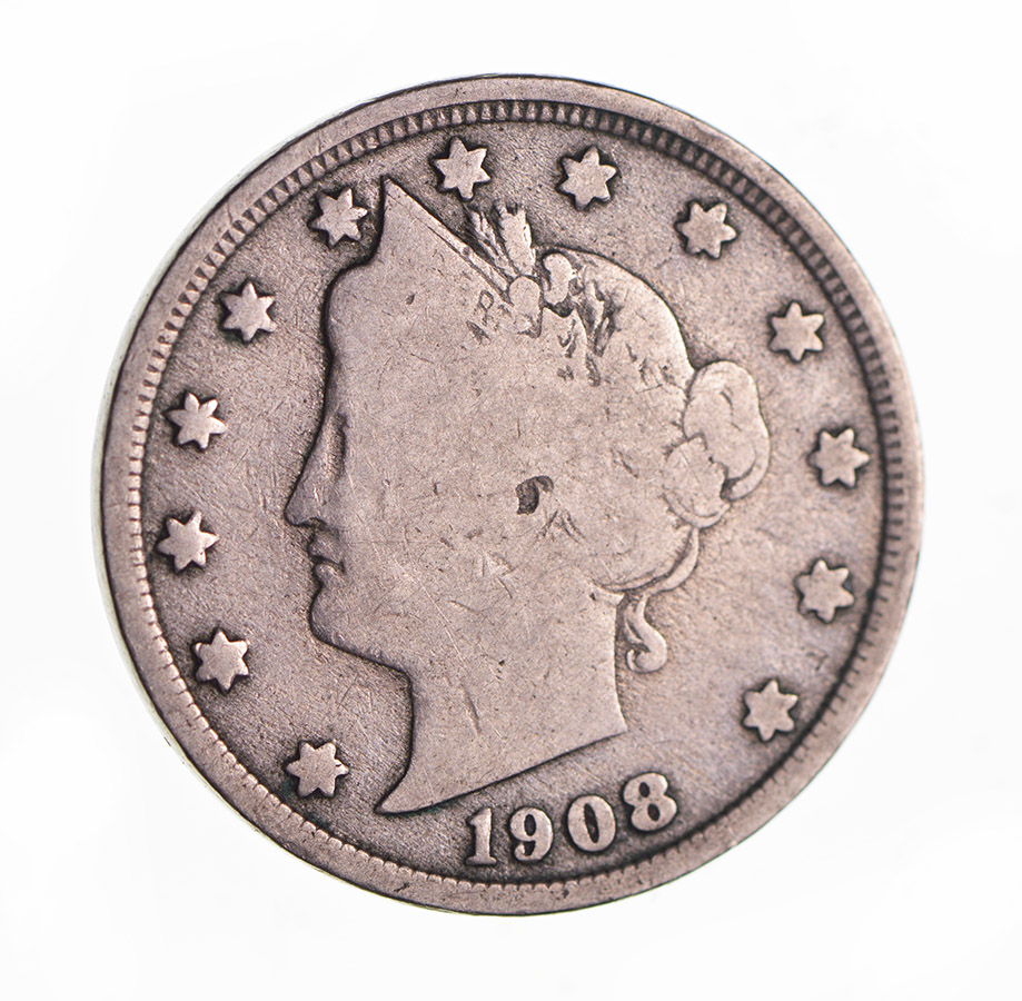 1908 Liberty Head V Nickel - Circulated Condition - Over 100 Years Old ...