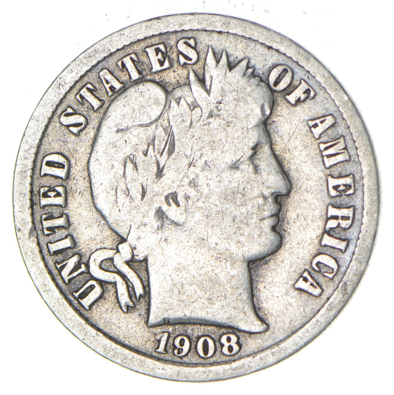 1908-D Barber Liberty 90% Silver United States Dime | Property Room