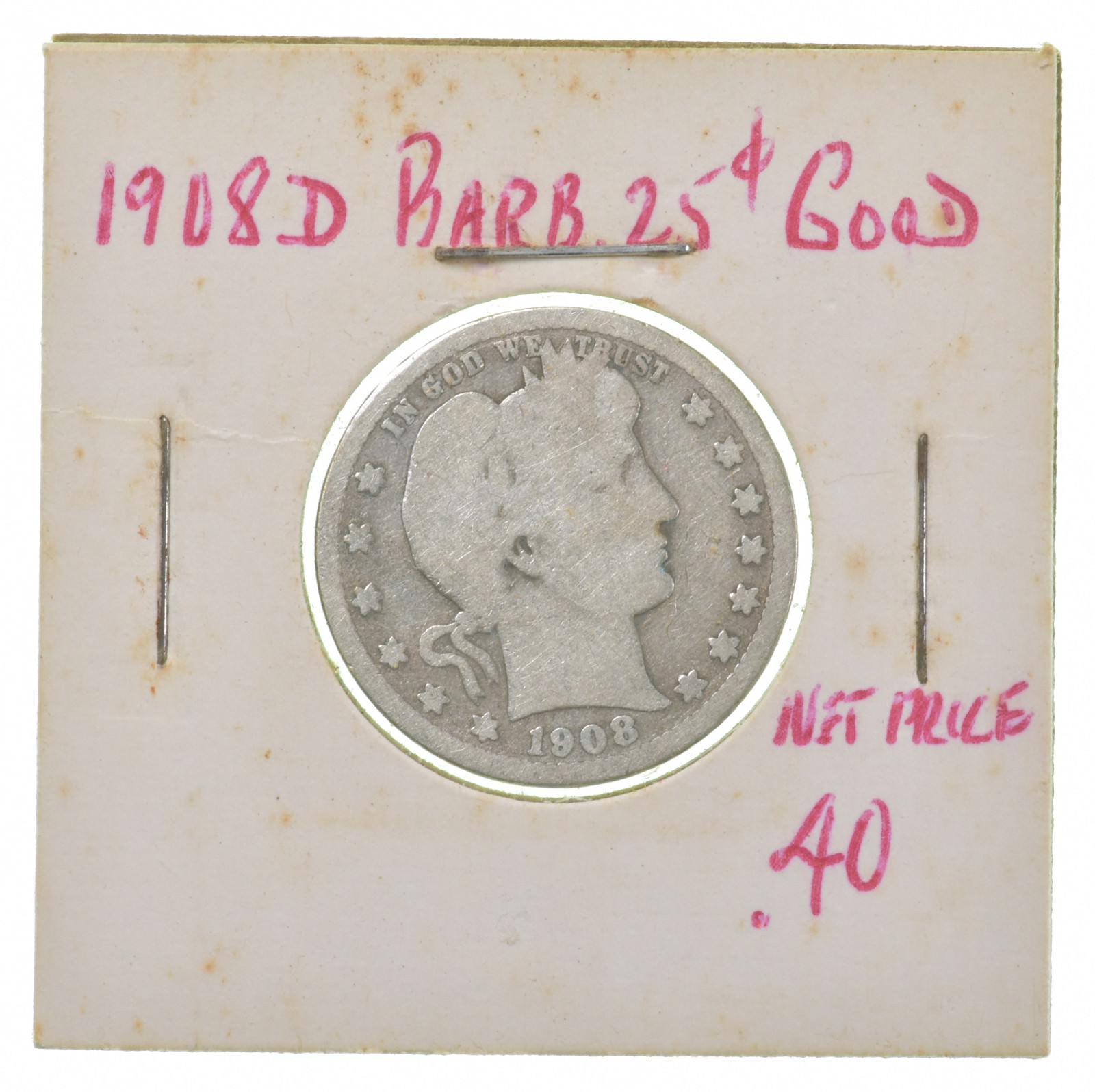 1908-D Barber Quarter From a COIN COLLECTION from 1970's | Property Room