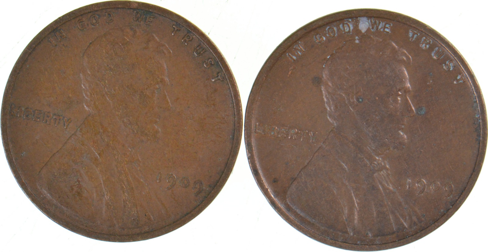 1909 & 1909 VDB Lincoln Wheat Cent - 2 Coin Set - Variety Collection ...