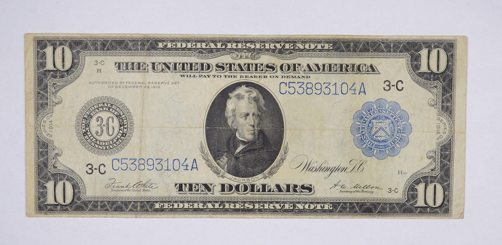 1914 $10.00 Federal Reserve Large Size Note - Philadelphia | Property Room