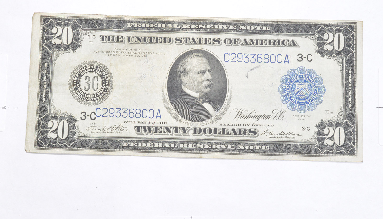 1914 $20.00 Philadelphia, PA. Federal Reserve Large Note | Property Room