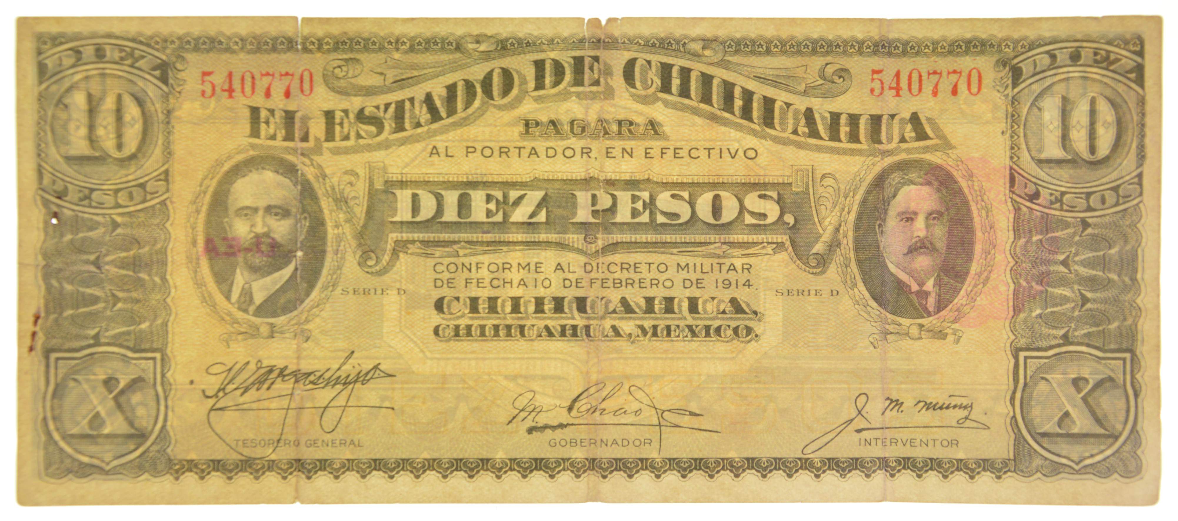 1915 Mexico Chihuahua 10 Pesos Note | Property Room