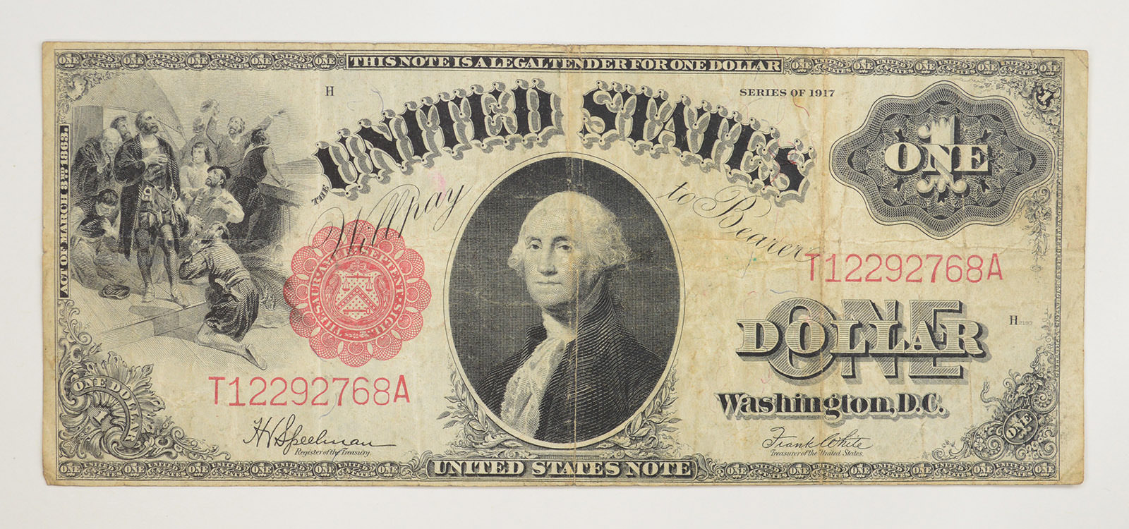 1917 $1.00 Red Seal Legal Tender Issue Large Size Horseblanket Treasury ...