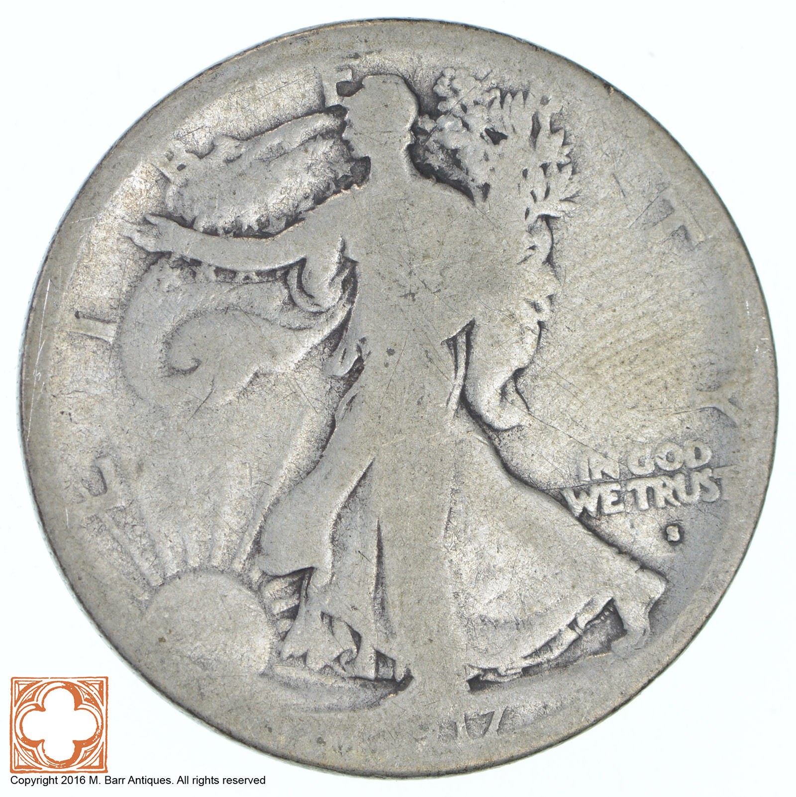 1917-S 50c Oberverse Mint Mark - Walking Liberty Half Dollar | Property Room