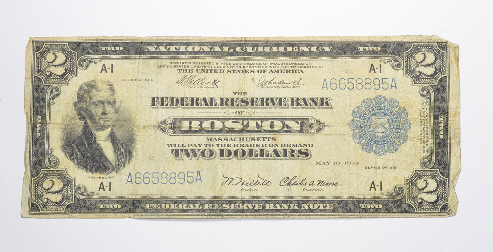 1918 $2 Boston, MA. United States Federal Reserve Large Note | Property ...