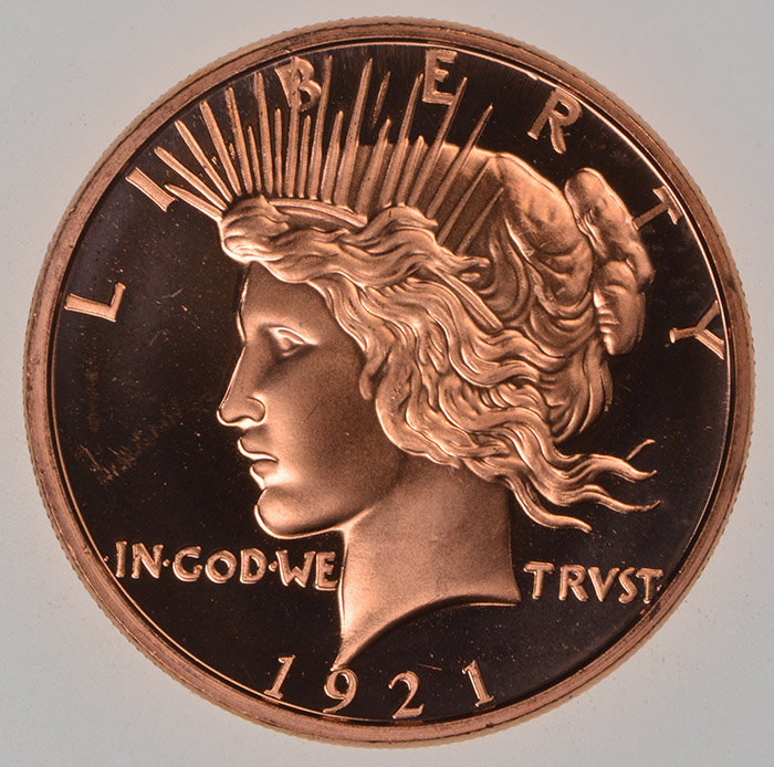 1921 Peace Silver Dollar - Tribute - 1 Oz .999 Fine Copper Round ...