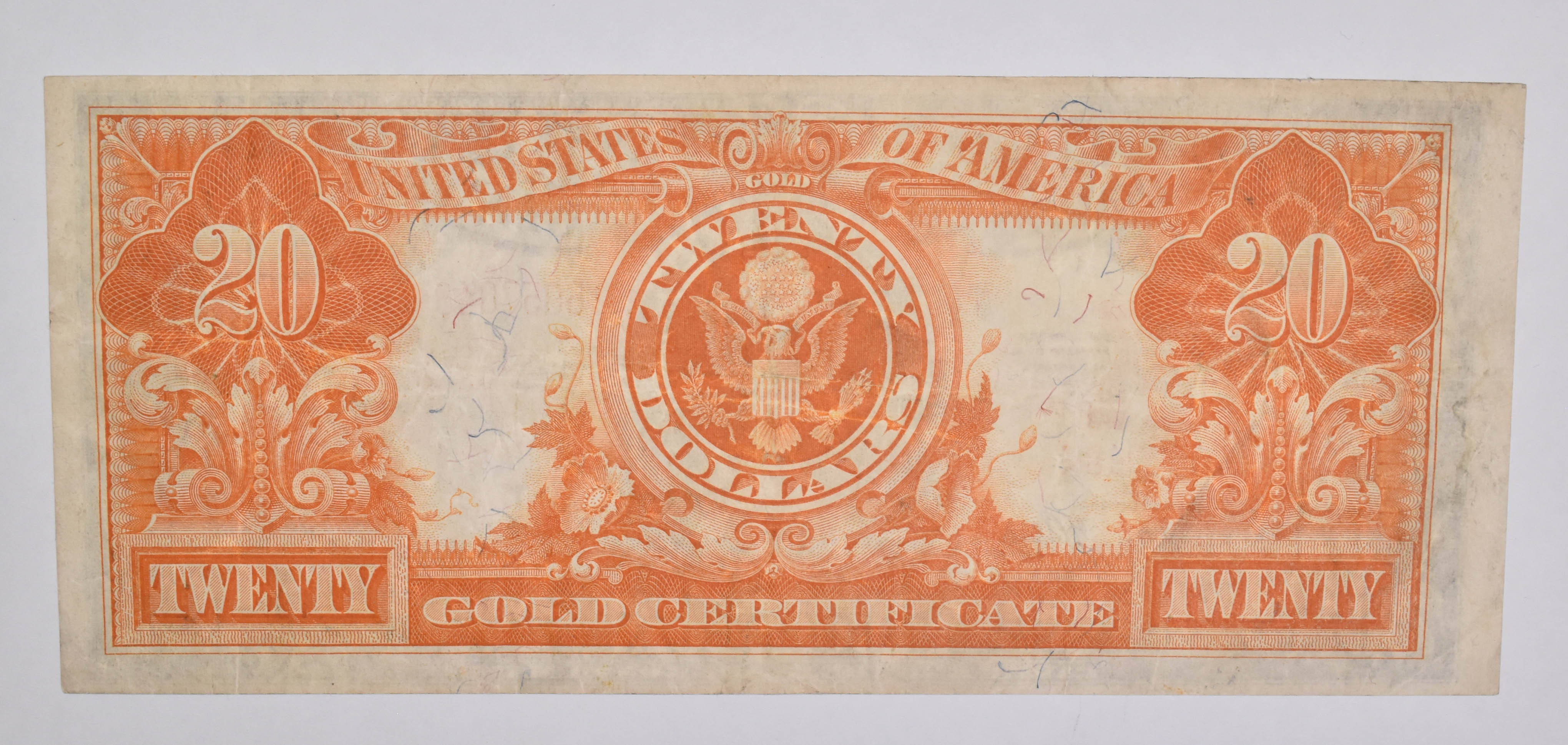 1922 $20 United States Gold Certificate Large Note Horse Blanket ...