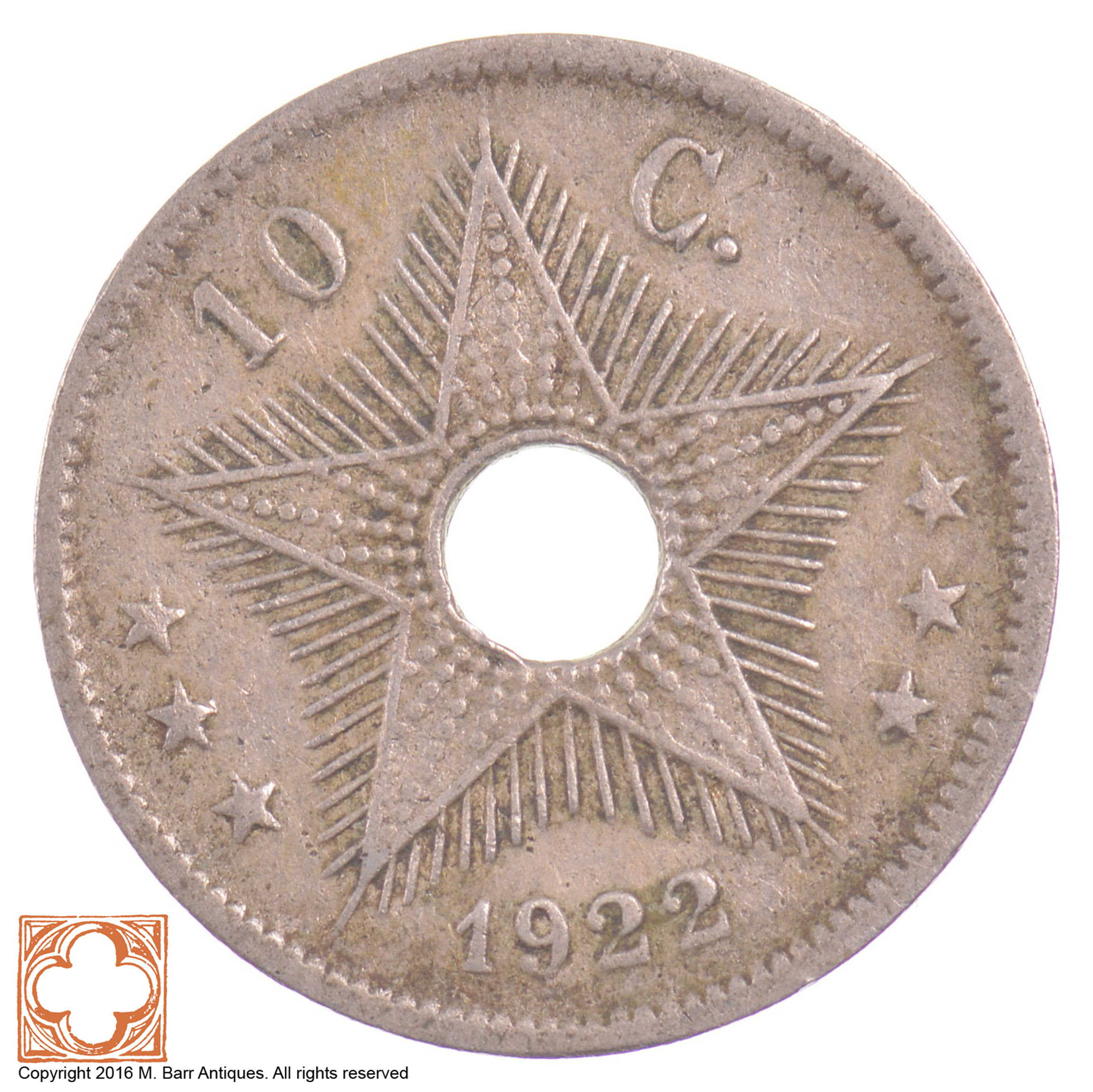 1922 Congo Belgian 10 Centimes | Property Room