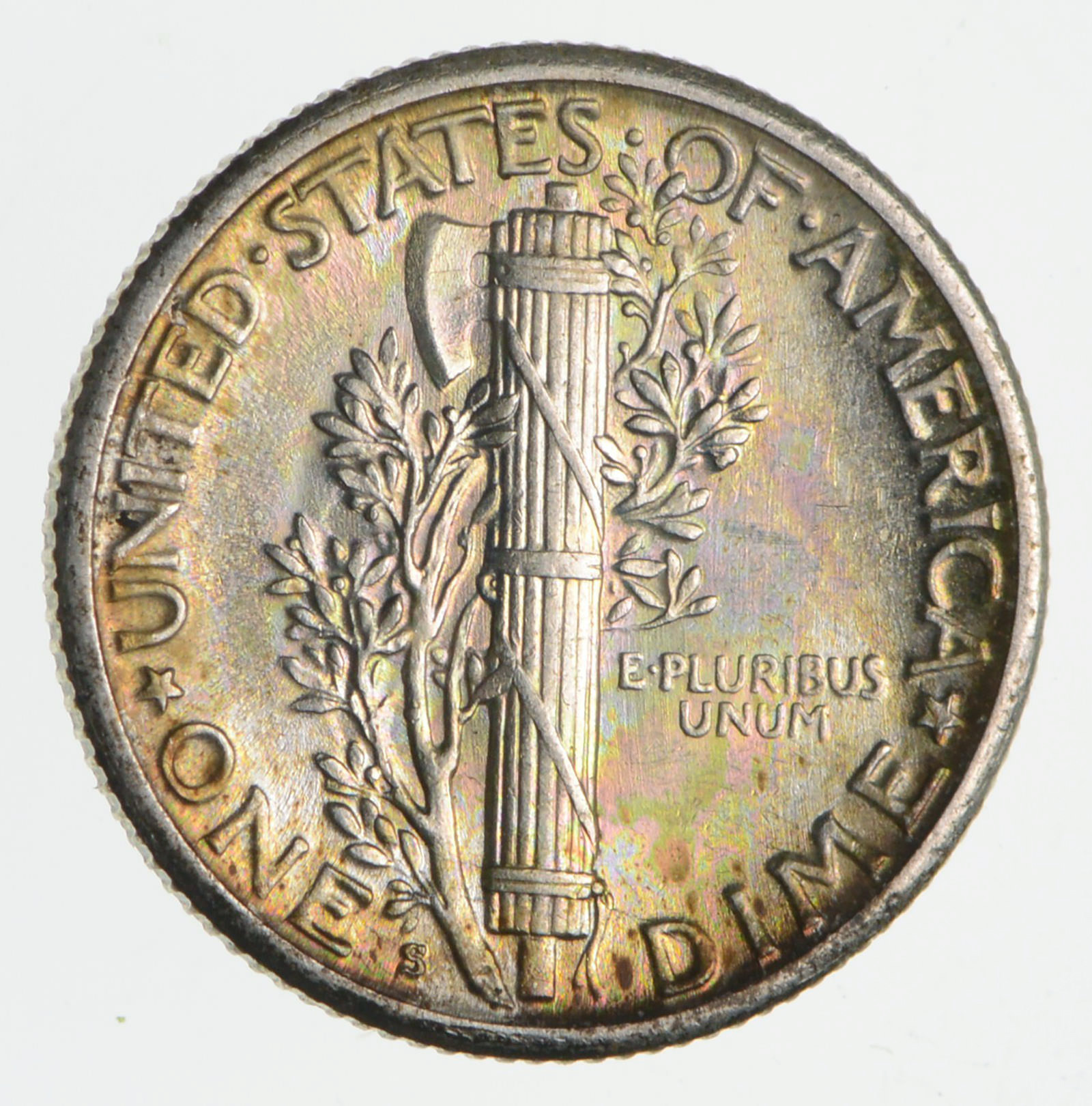 1927-S Mercury Dime- Rainbow Toned | Property Room