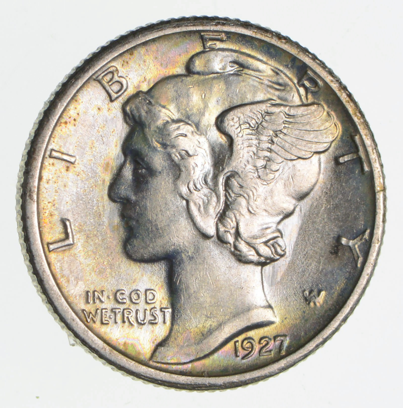 1927-S Mercury Dime- Rainbow Toned | Property Room