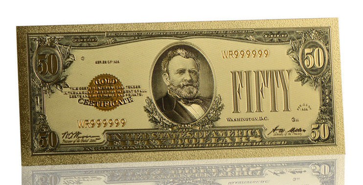 1928 Gold Cerficiate $50 Foil Plated United States- Replica Bank Note ...