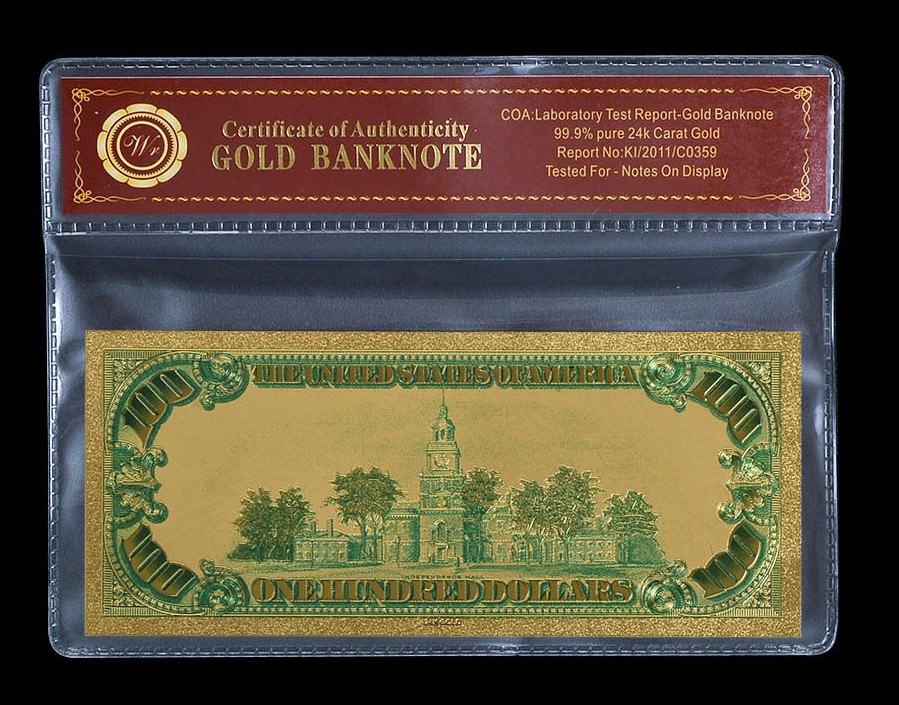1928 US Gold Foil $100- Beautifully Displayed Replica Bank Note ...
