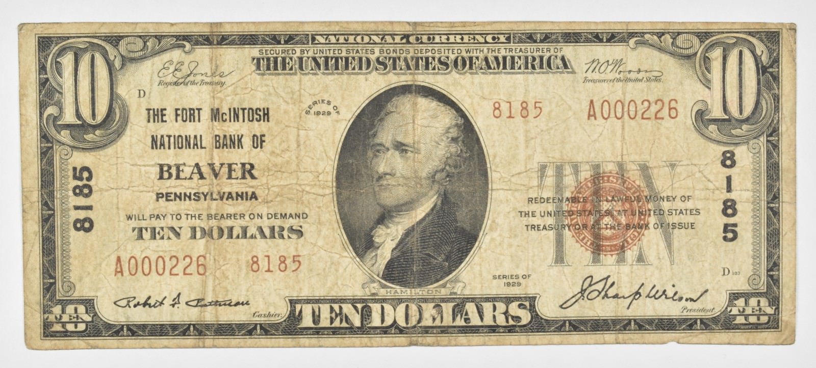 1929 $10 Beaver, PA United States National Currency - 8185 | Property Room