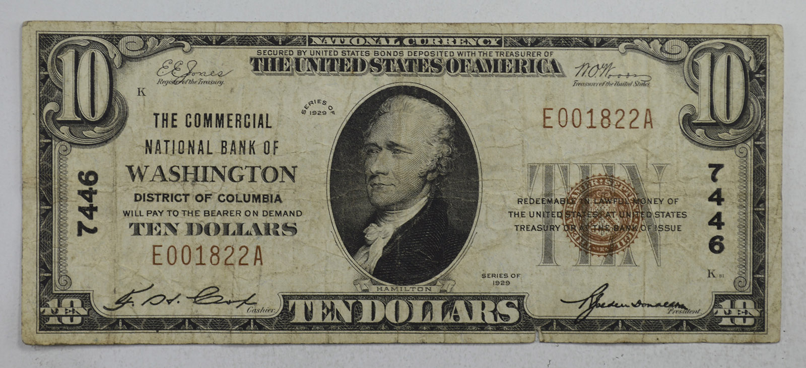 1929 $10 The Commercial National Bank of Washington DC National ...