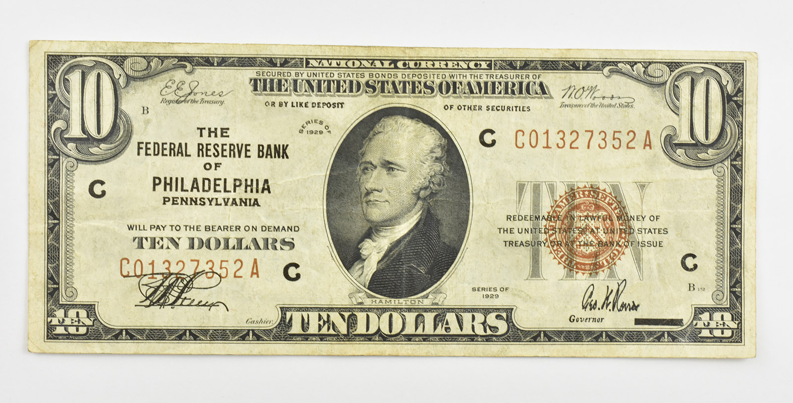 1929 Brown Seal - $10 National Currency - Philadelphia PA Federal ...