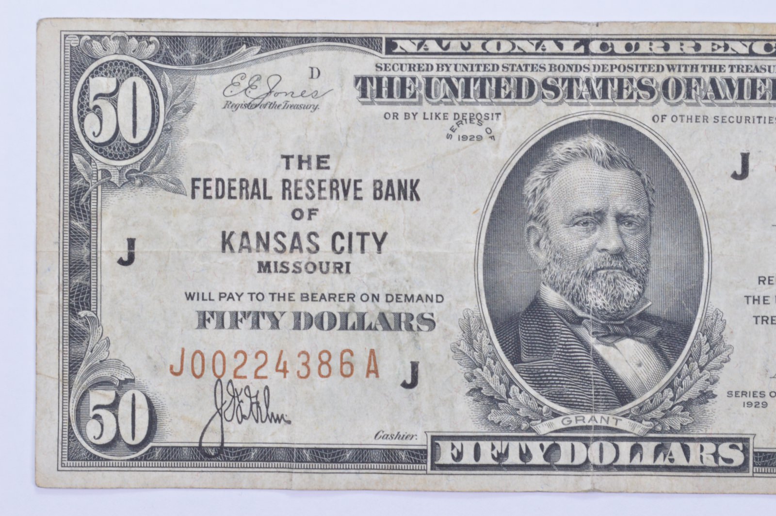 1929 Brown Seal - $50 National Currency - Kansas City, MO Federal ...