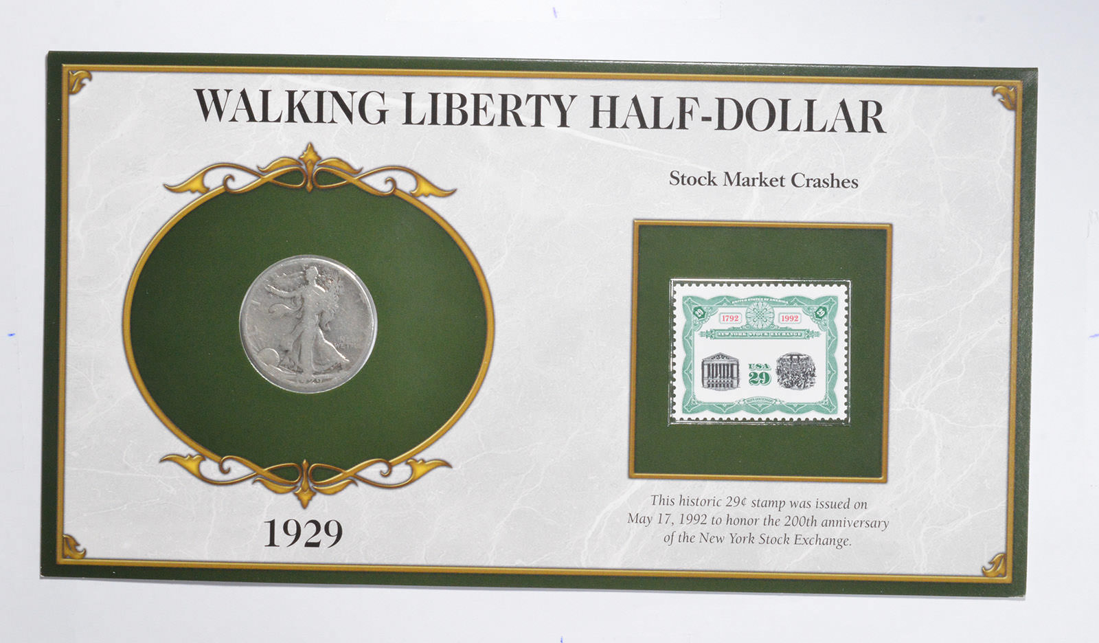 1929 Walking Liberty Half Dollar & Historic 29 Cent Stamp Beauifully ...