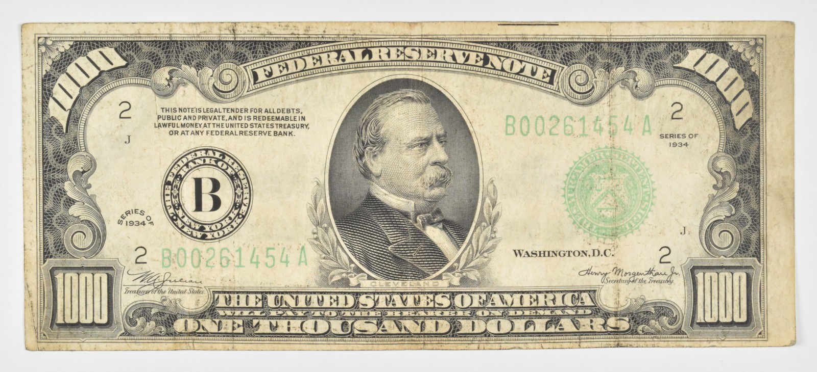 1934 $1000 New York, NY United States Federal Reserve Note - Green Seal ...