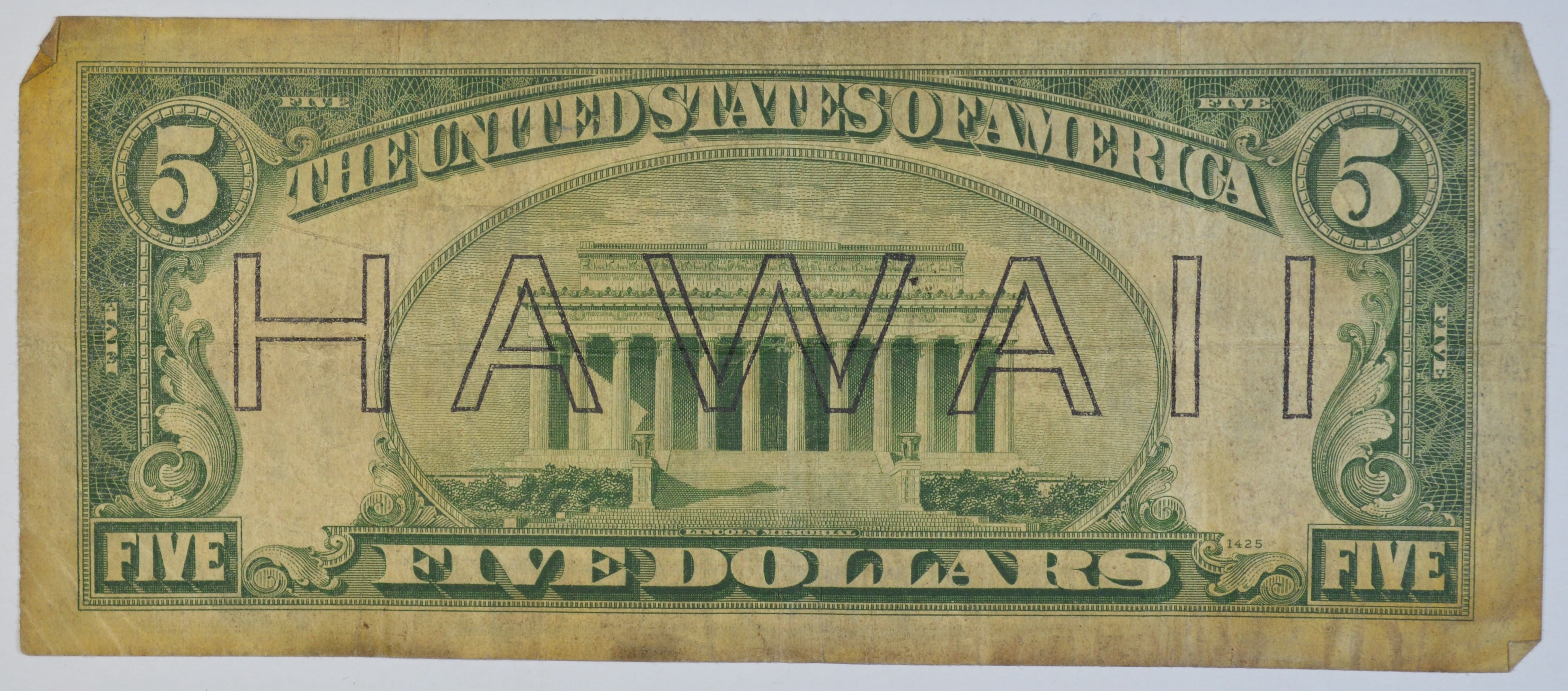 1934-A $5.00 WWII Hawaii Emergency Note | Property Room