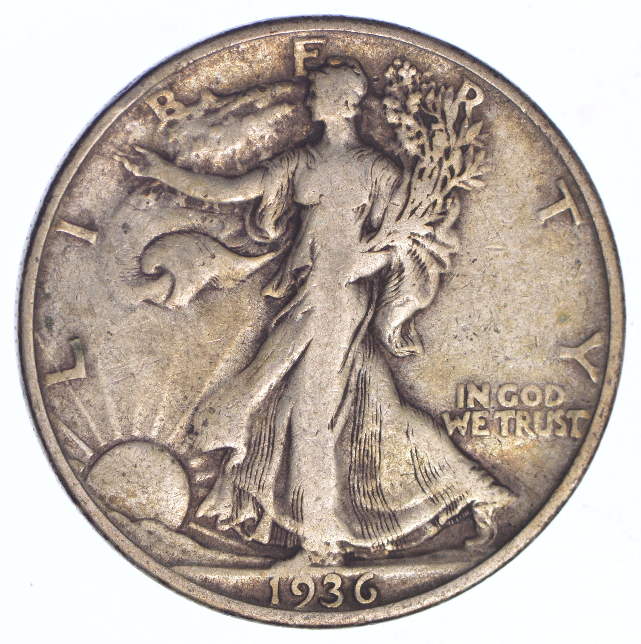 1936 D Walking Liberty 90 Silver US Half Dollar Property Room