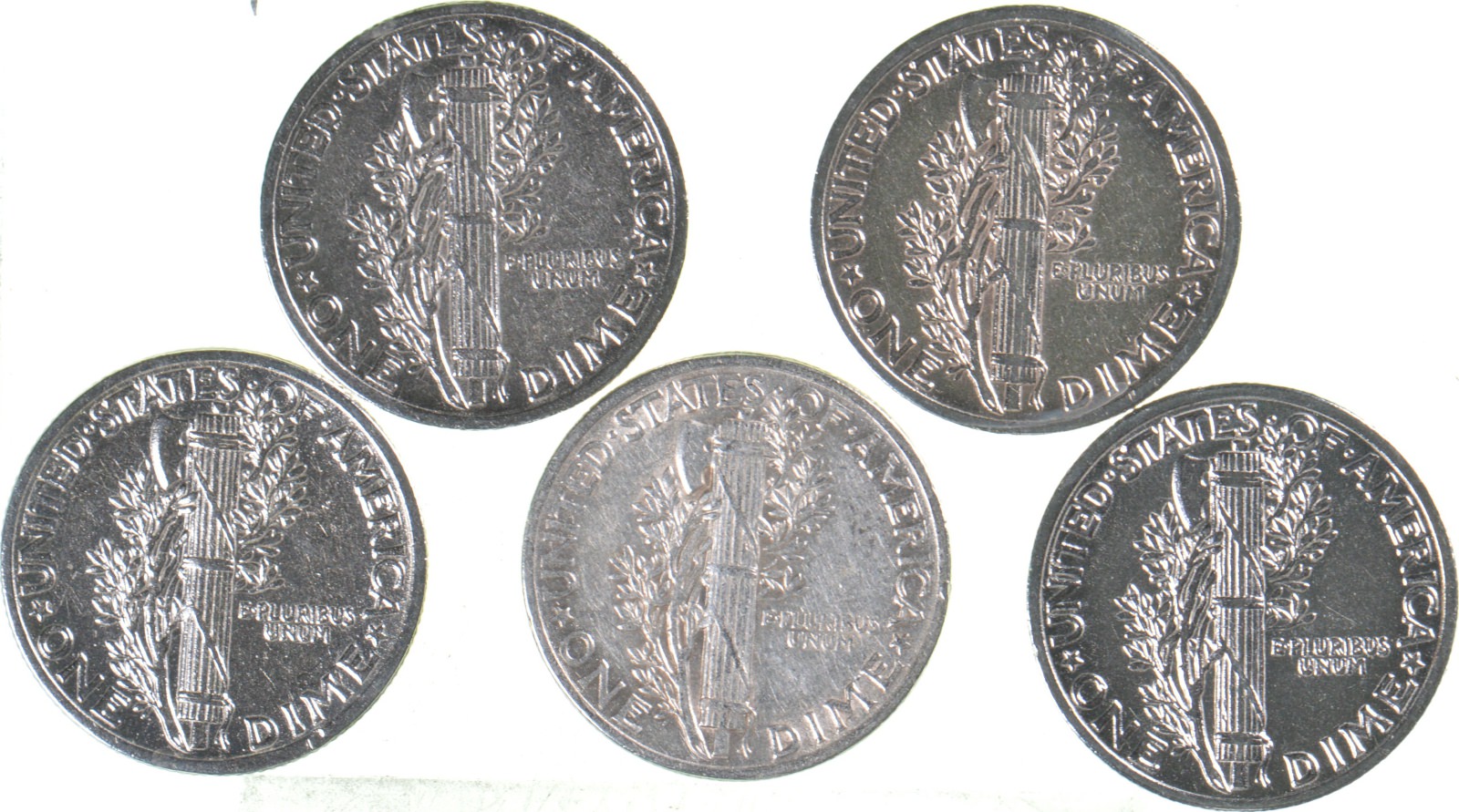 1942 1943 1942 1944 1942 Mercury Silver Dimes Collection | Property Room