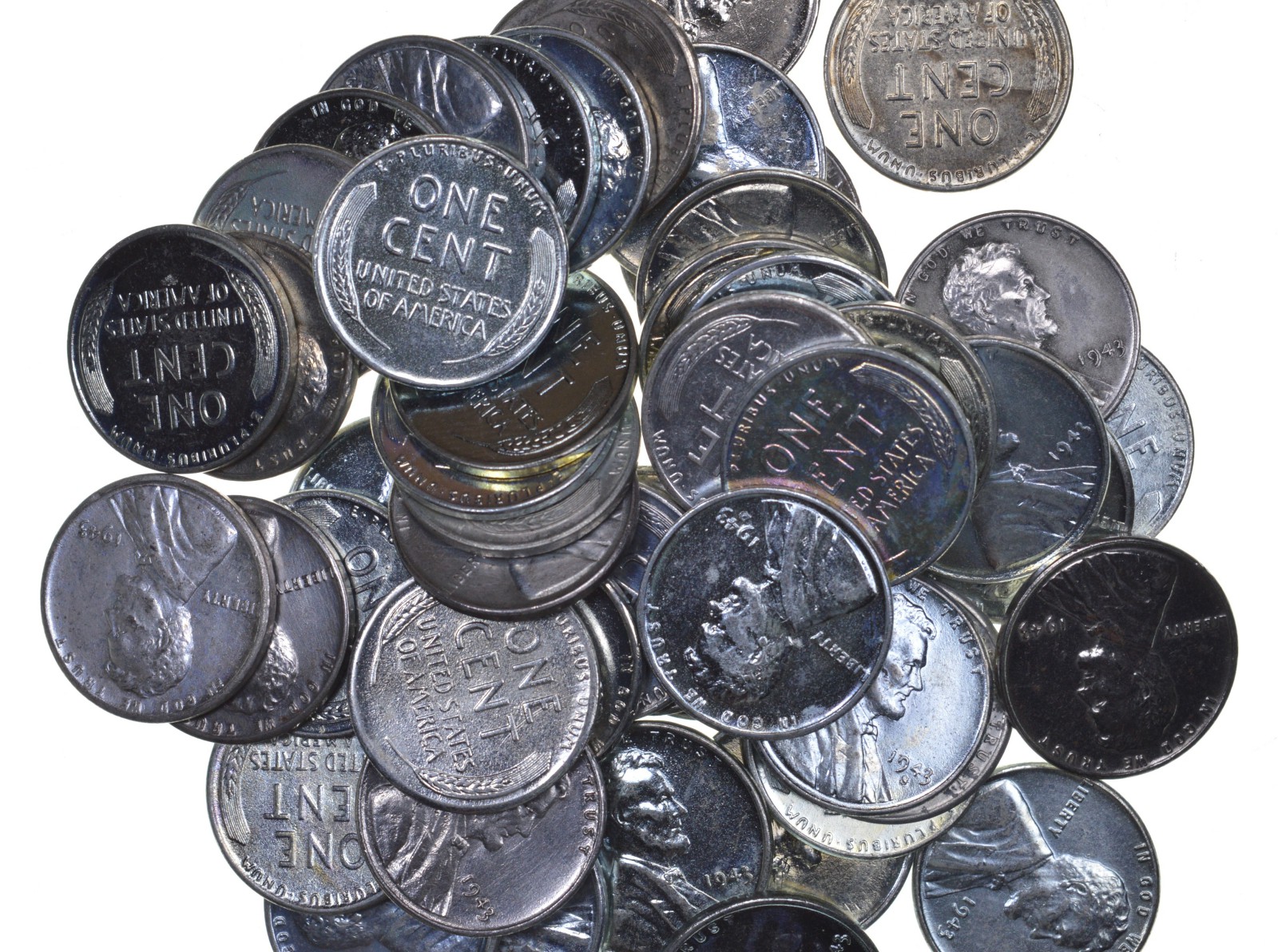 1943 STEEL Cent - WWII - 50 Coins - Entire Roll Collection Lot ...