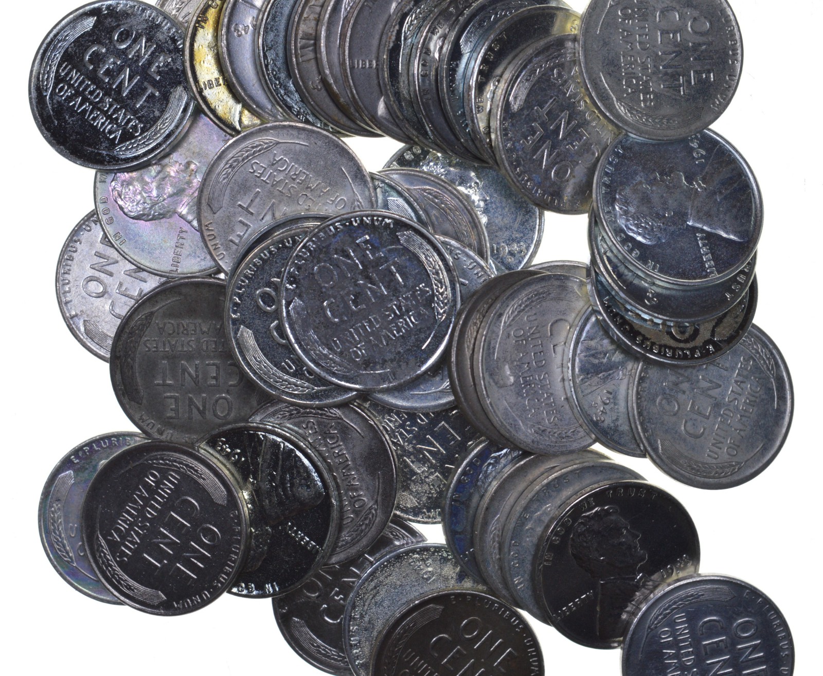 1943 STEEL Cent - WWII - 50 Coins - Entire Roll Collection Lot ...