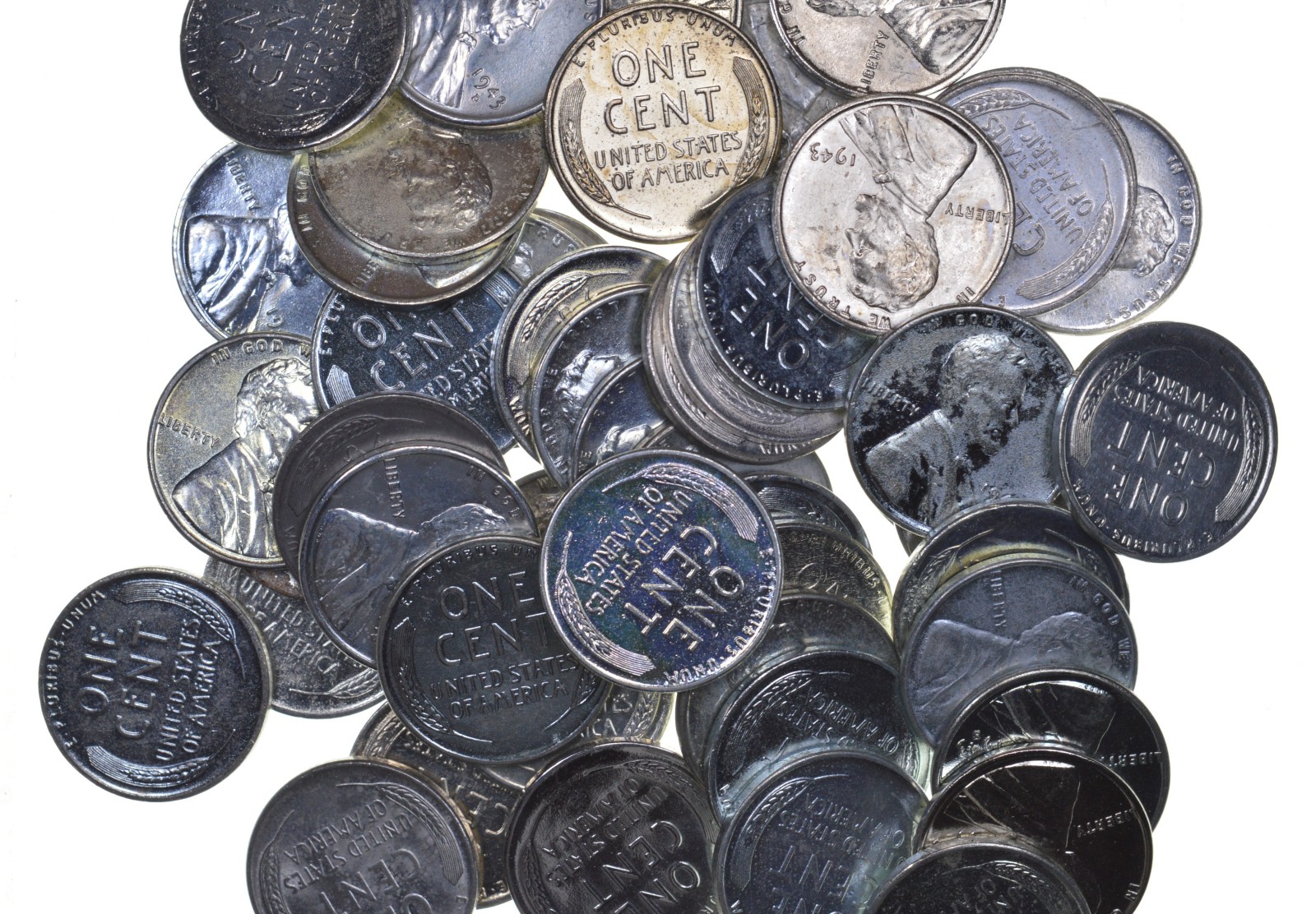 1943 STEEL Cent - WWII - 50 Coins - Entire Roll Collection Lot ...