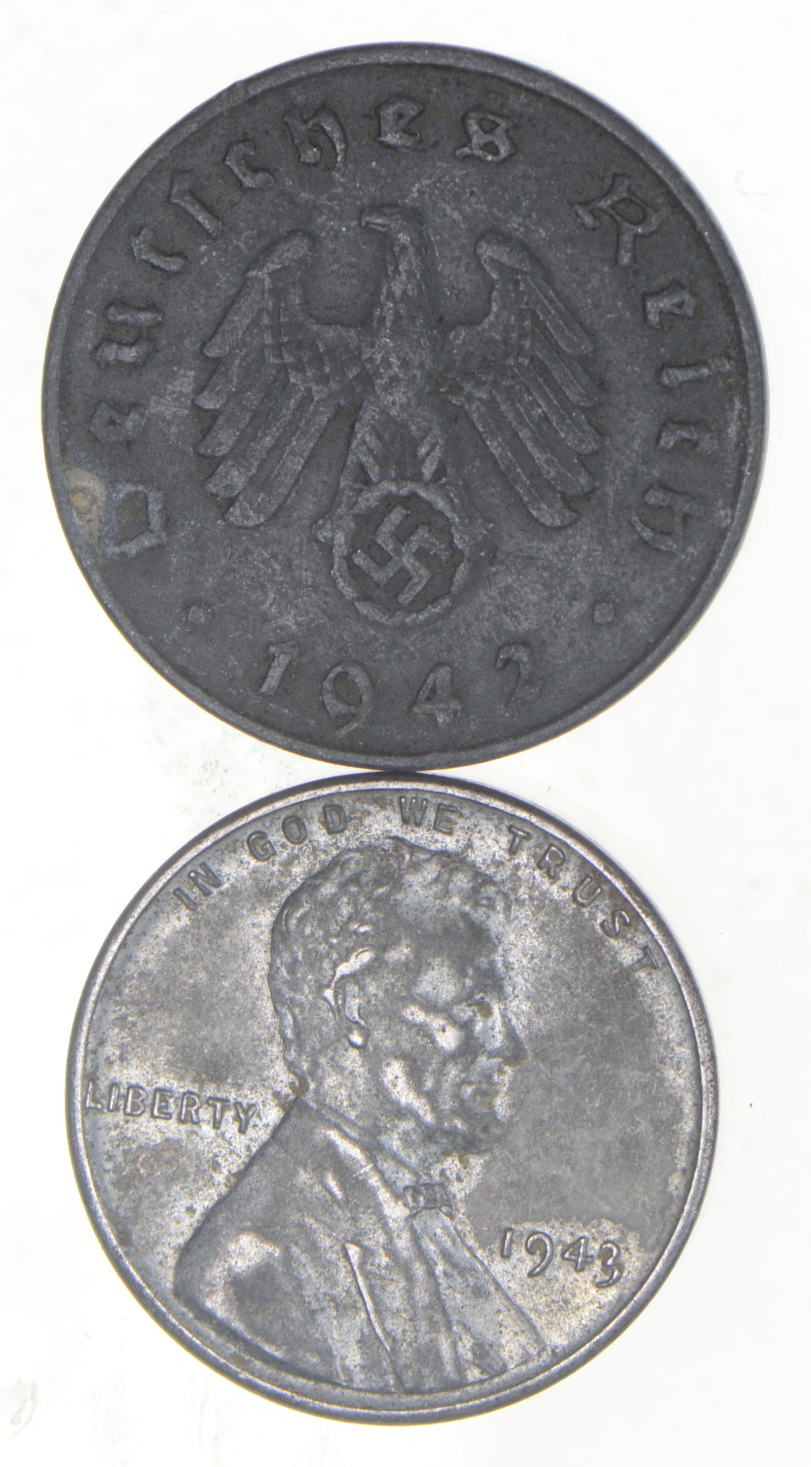 1943 Steel & Nazi Germany Swastika - Authentic WWII Era Coin Lot ...