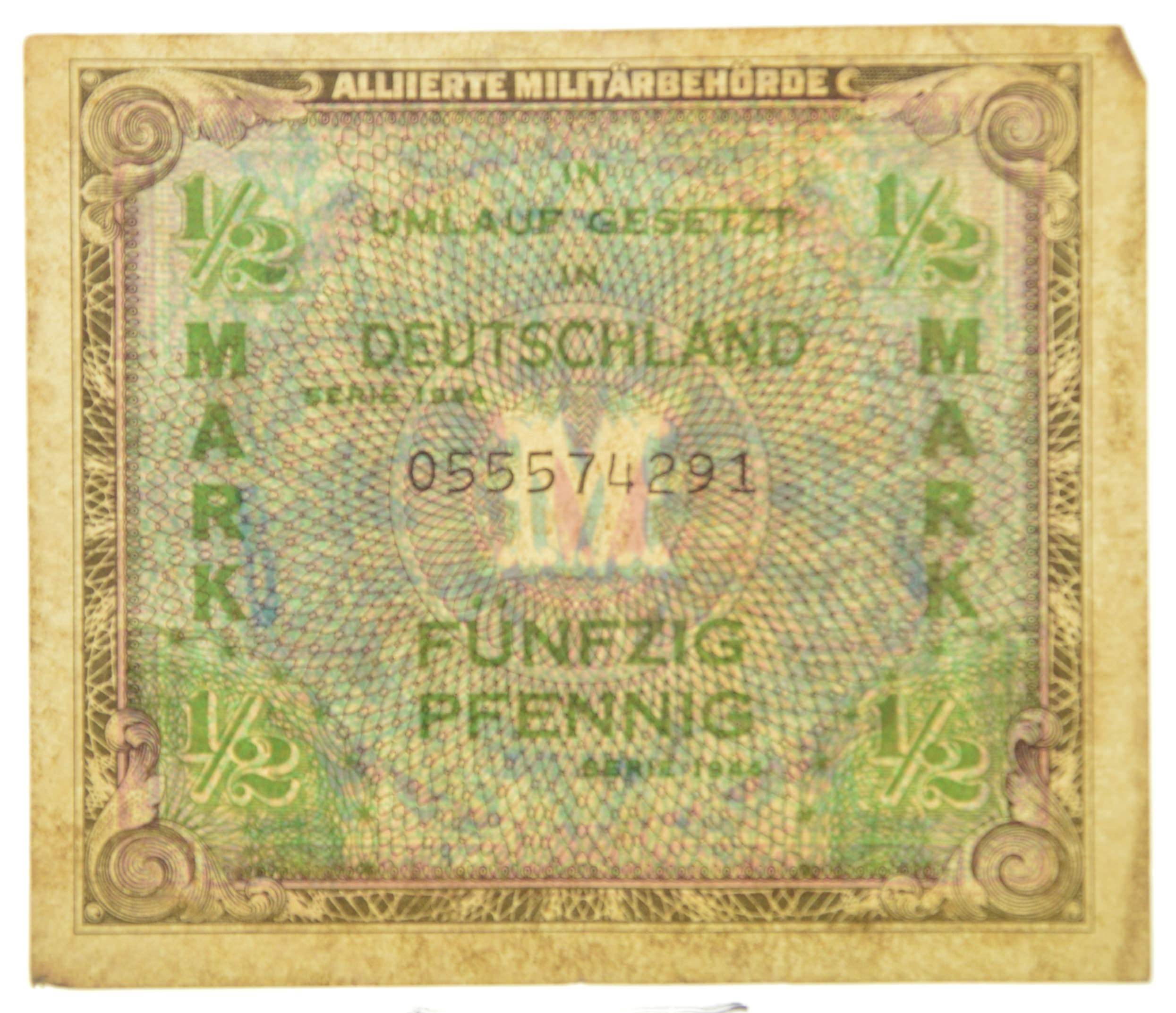 1944 Germany Deutschland 1944 Funfzig Pfennig 1/2 Mark (WWII, Allied ...