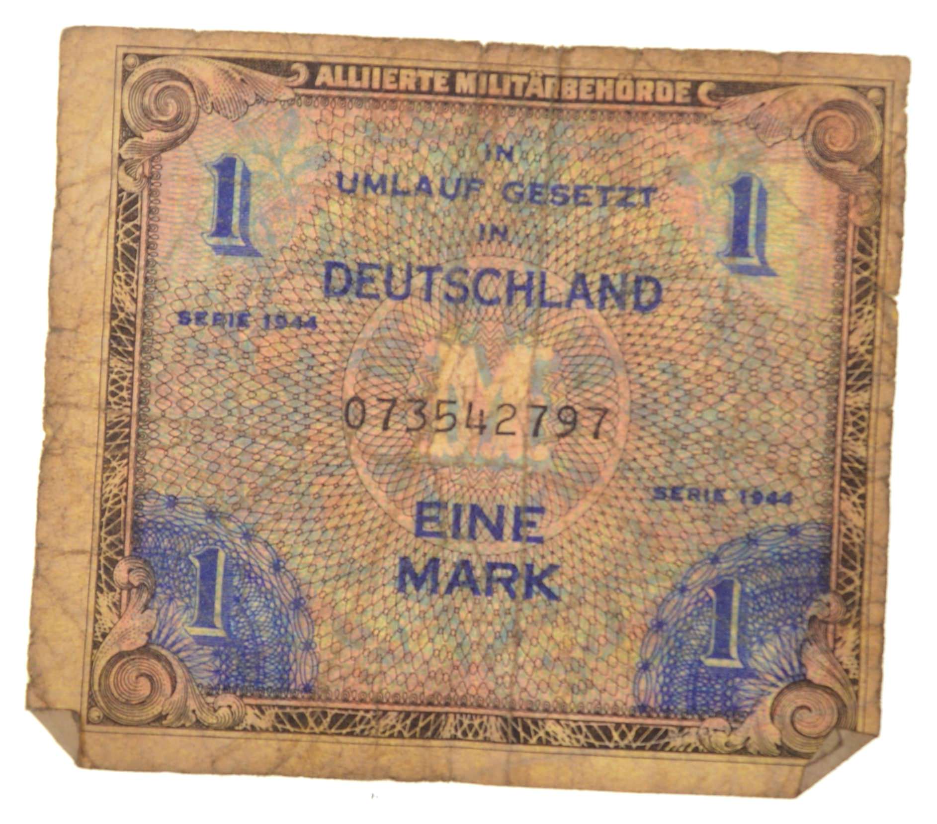 1944 Germany Deutschland Umlauf Gesetzt 1 Eine Mark (WWII, Allied ...
