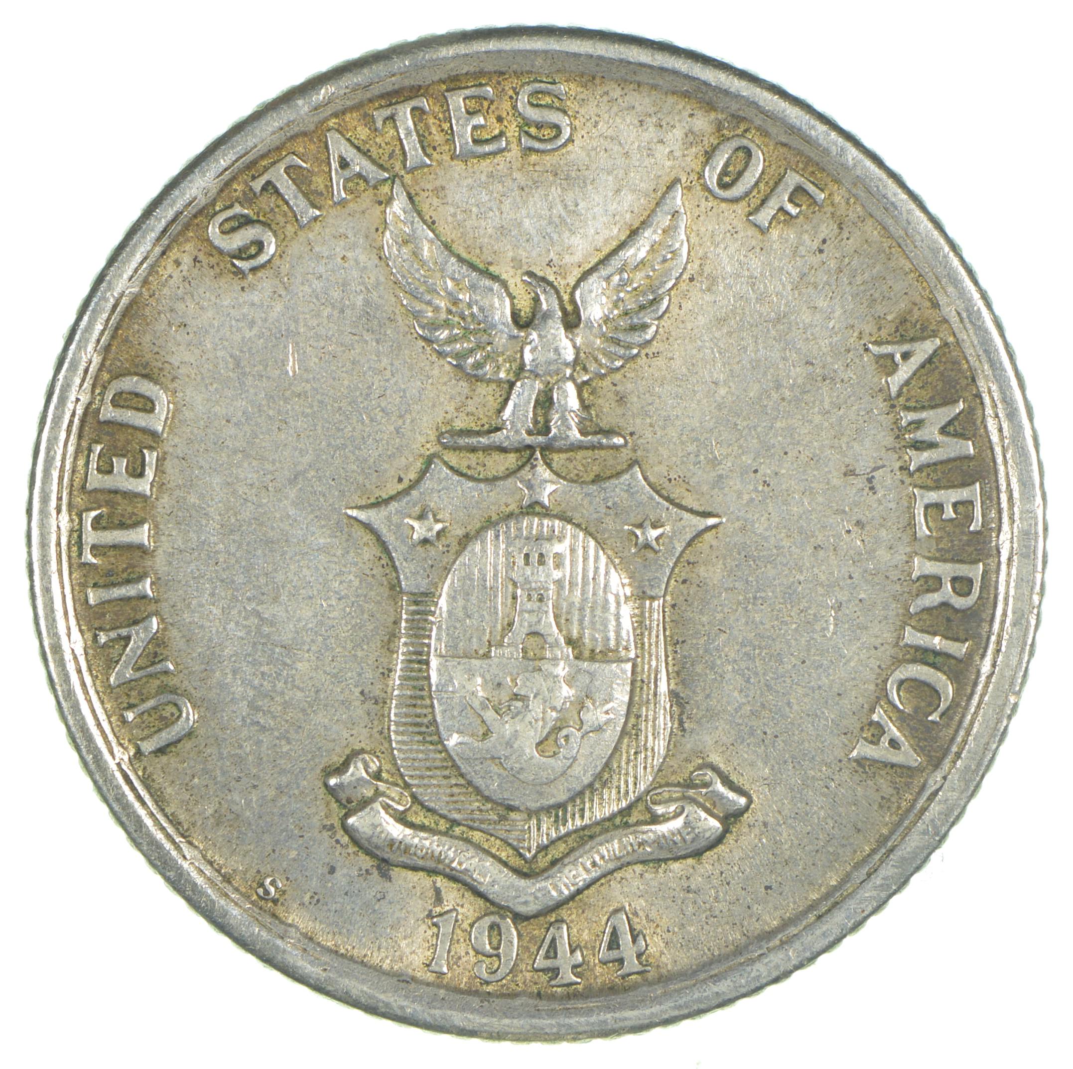 1944 U S Philippines 50 Centavos Silver Coin Property Room