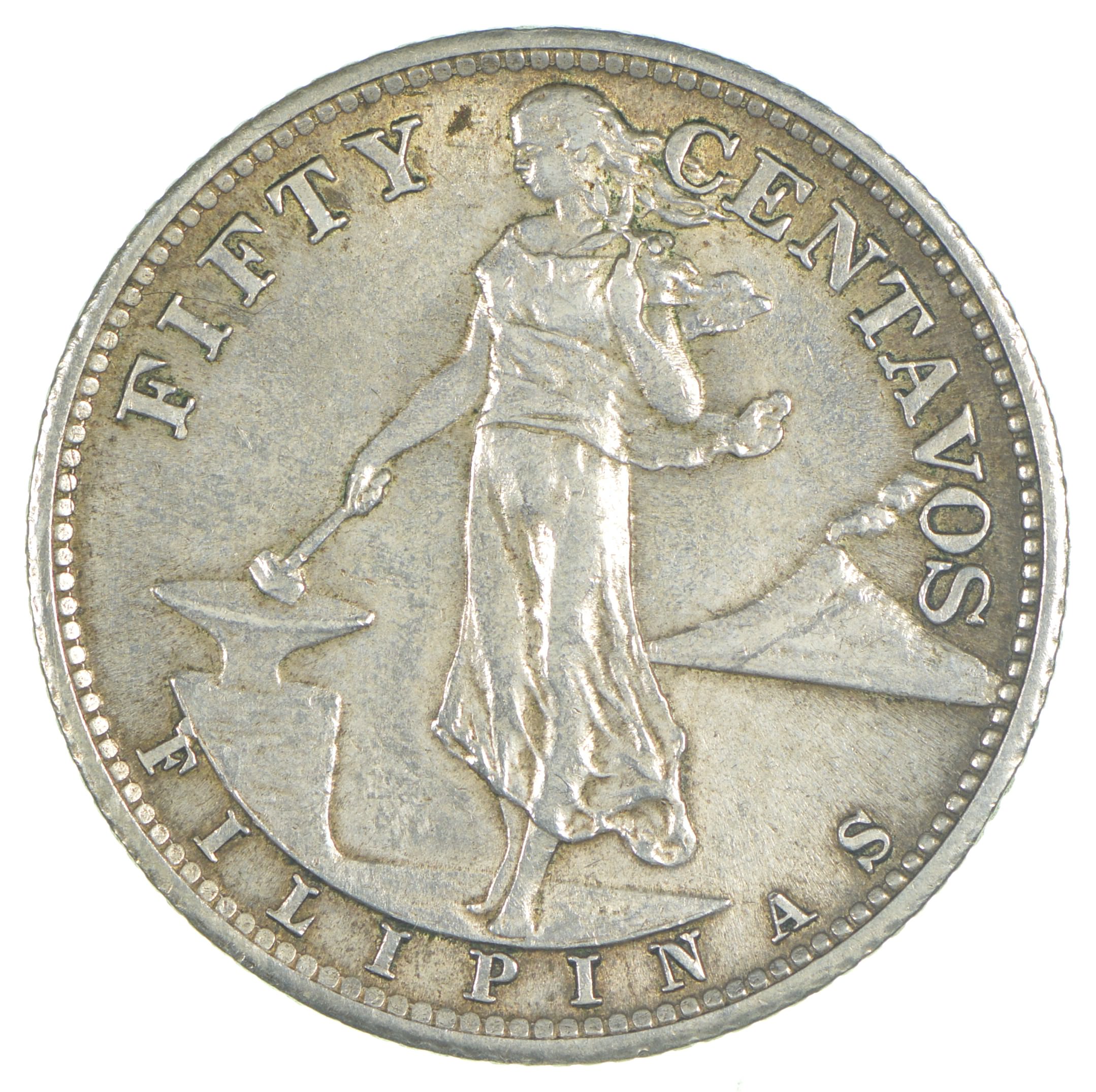 1944 U S Philippines 50 Centavos Silver Coin Property Room