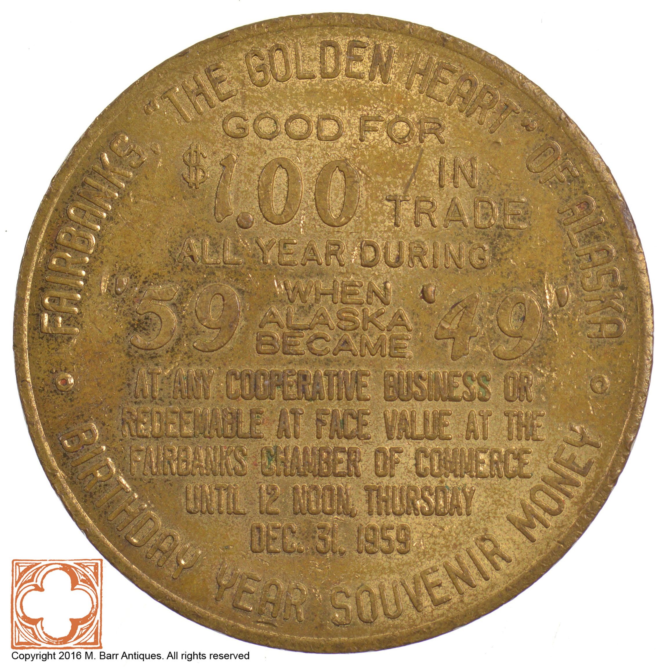 1959 Alaska 49th State Souvenir Money Token Coin | Property Room
