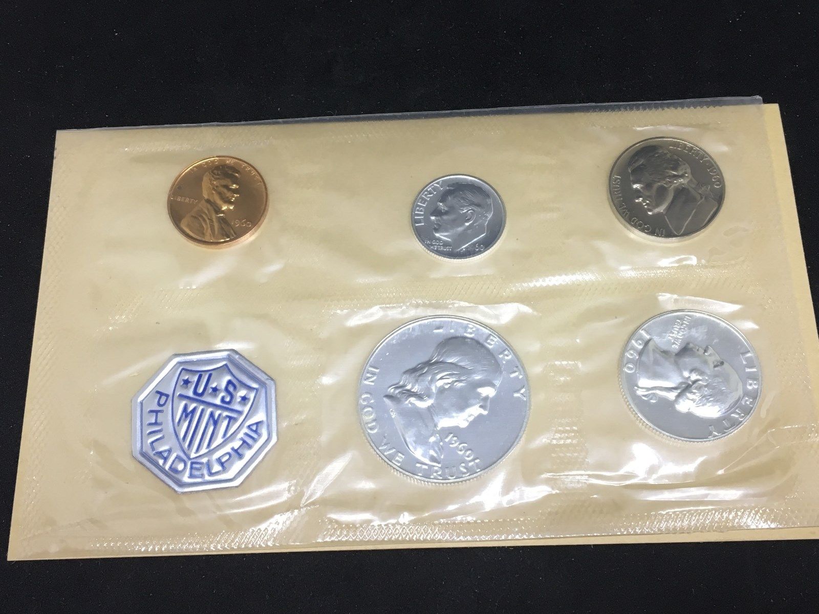 1960 US Proof Set - 5 Coins Penny Nickel Dime Quarter Half Dollar ...