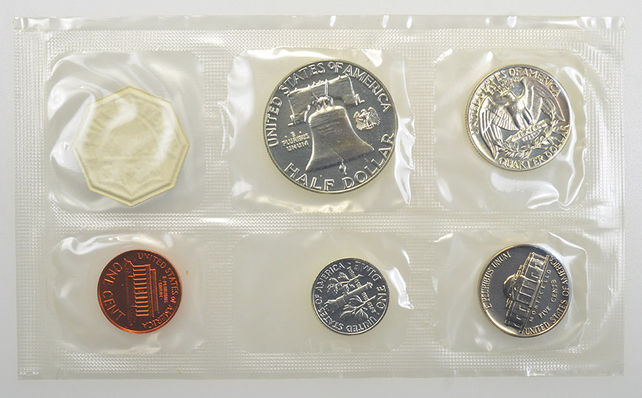 1963 US Proof Set - 5 Coins Penny Nickel Dime Quarter Half Dollar ...
