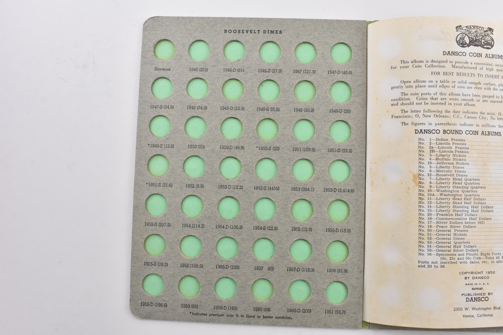 1964-1974 Roosevelt Dime Collection Album Set | Property Room